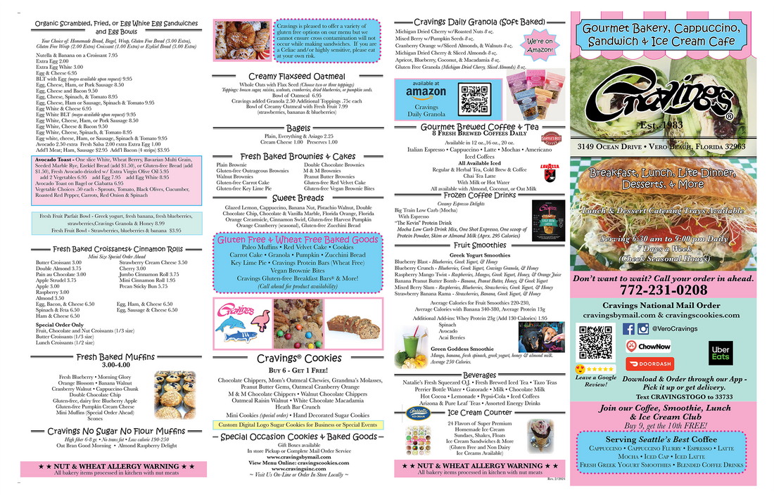 MENU – Cravings, Inc.